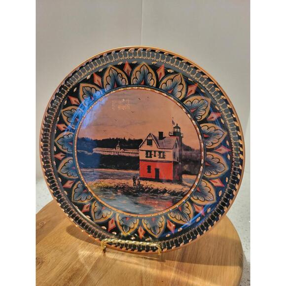 Other | Vintage Copper Lighthouse Scenic Wall Plate Black Enamel ...